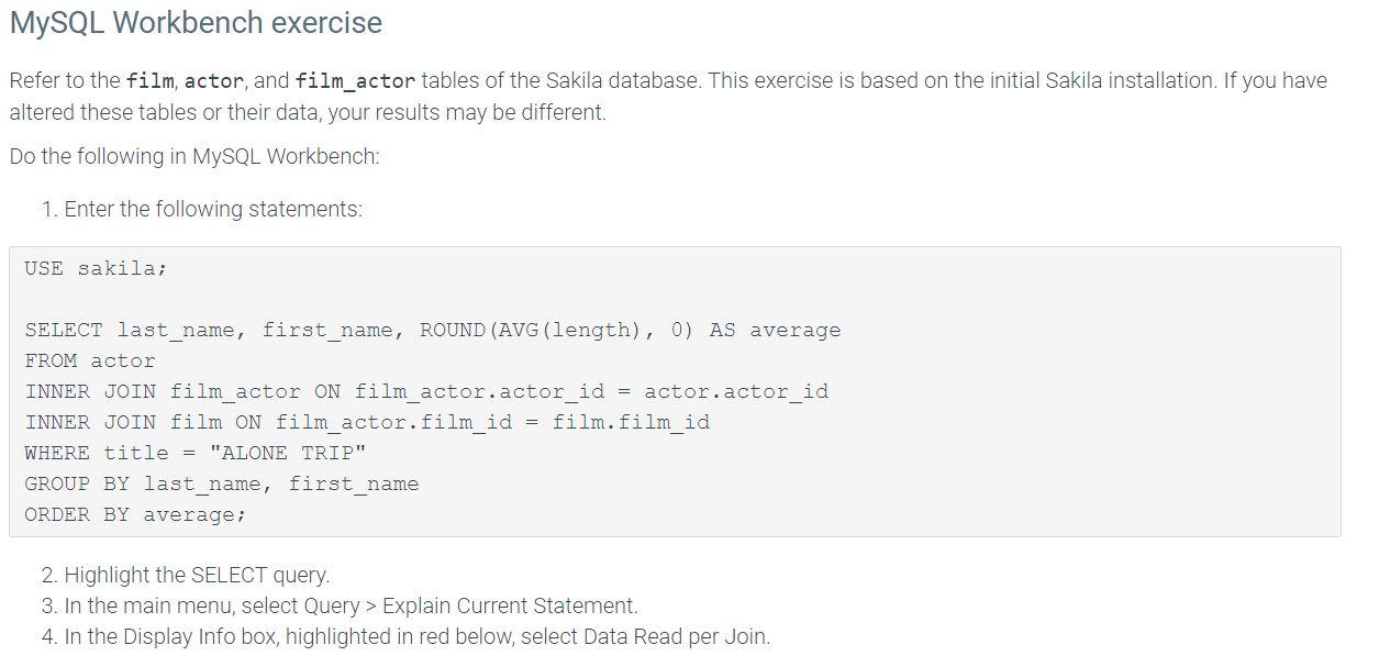 Solved MySQL Workbench Exercise Refer To The Film Actor And Chegg