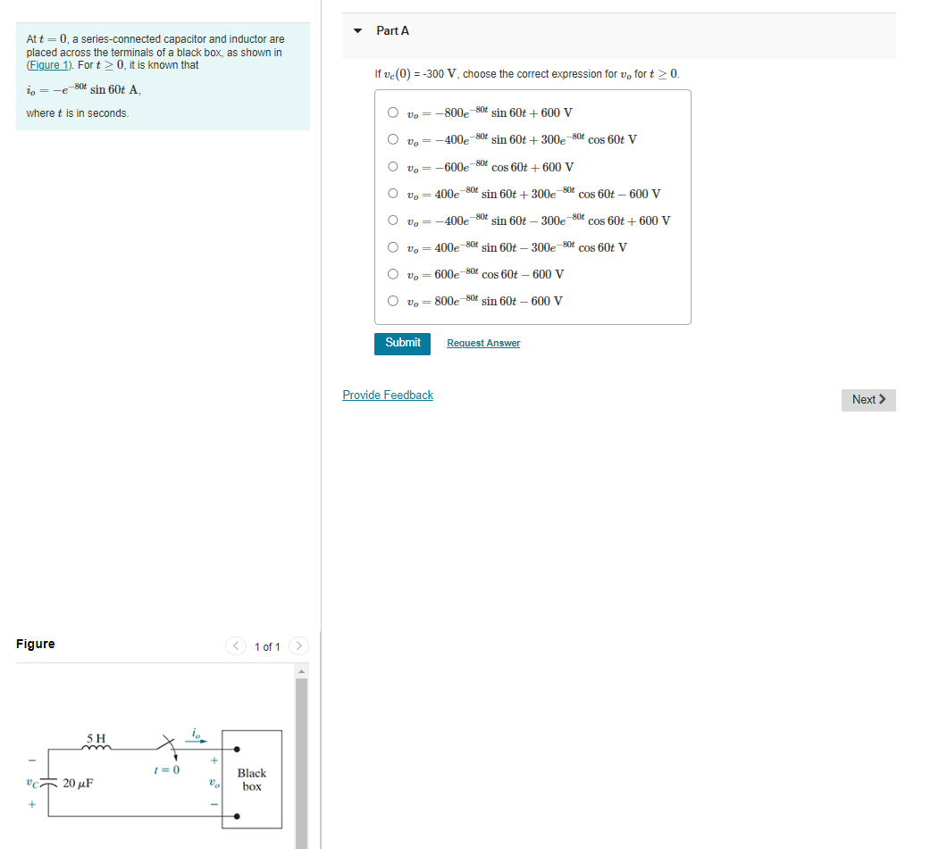 Solved At t=0, a series-connected capacitor and inductor are | Chegg.com