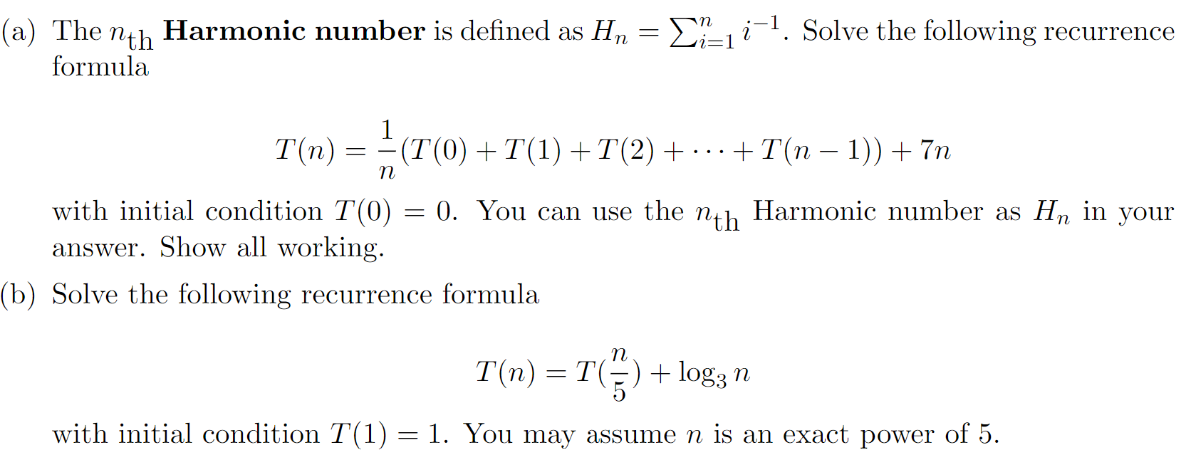 Solved (a) The nth Harmonic number is defined as Hn = | Chegg.com