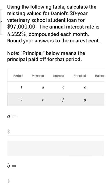 Using the following table, calculate the missing | Chegg.com