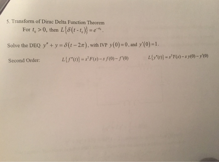 Solved Transform of Dirac Delta Fuction Theorem For | Chegg.com