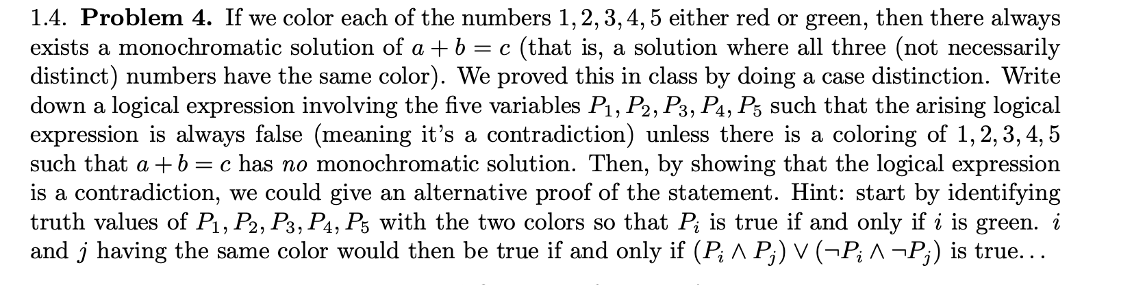 1.4. Problem 4. If we color each of the numbers | Chegg.com