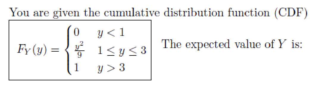 Solved You are given the cumulative distribution function | Chegg.com