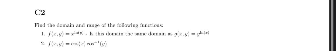 Solved Find the domain and range of the following functions: | Chegg.com