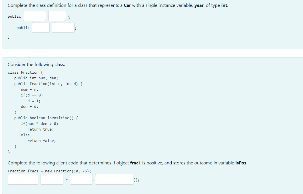 Solved Complete the class definition for a class that | Chegg.com