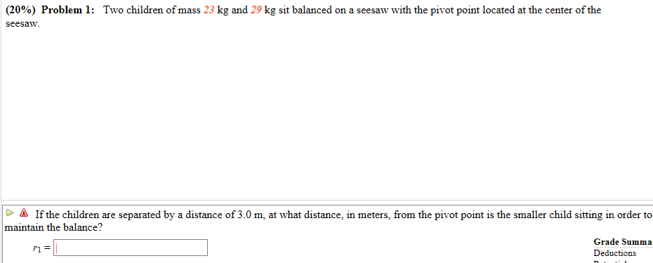 Solved Two children of mass 23 kg and 29 kg sit balanced on | Chegg.com
