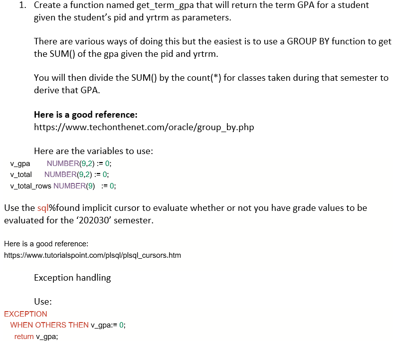 Solved 1. Create a function named get_term_gpa that will | Chegg.com