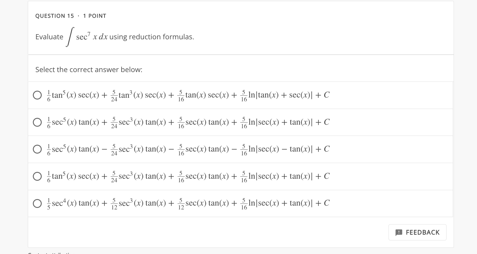 Solved QUESTION 15 1 POINT Evaluate ef sec sec¹ x dx using | Chegg.com