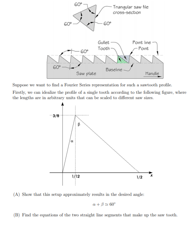 Solved 60° Triangular saw file cross-section 60° 60° Gullet | Chegg.com