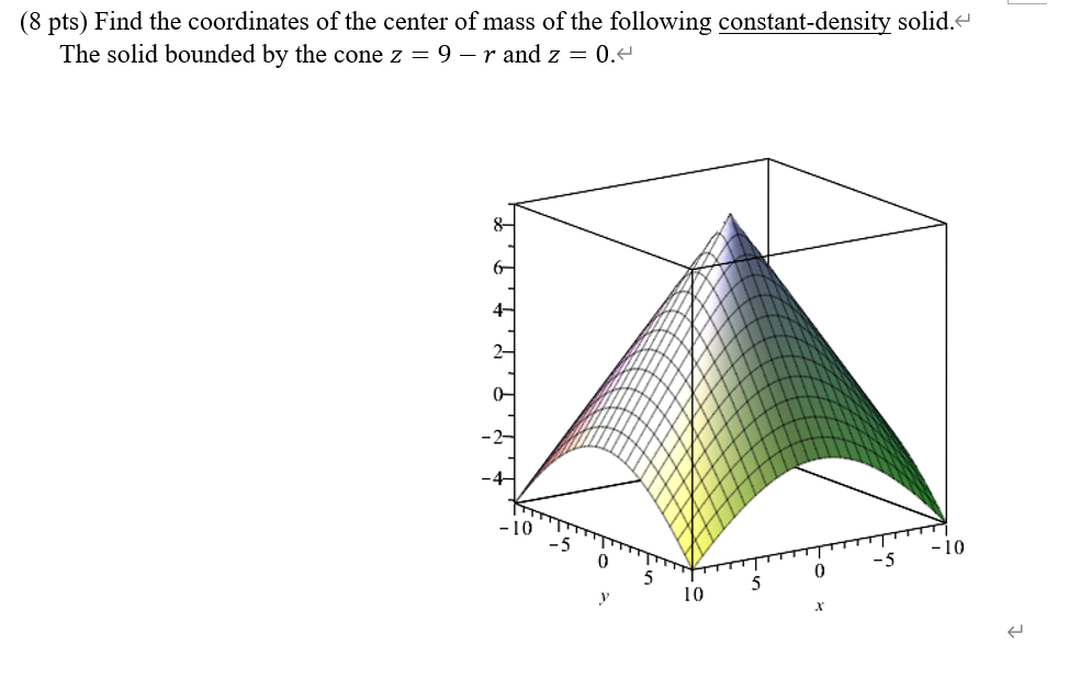 Solved (8 pts) Find the coordinates of the center of mass of | Chegg.com