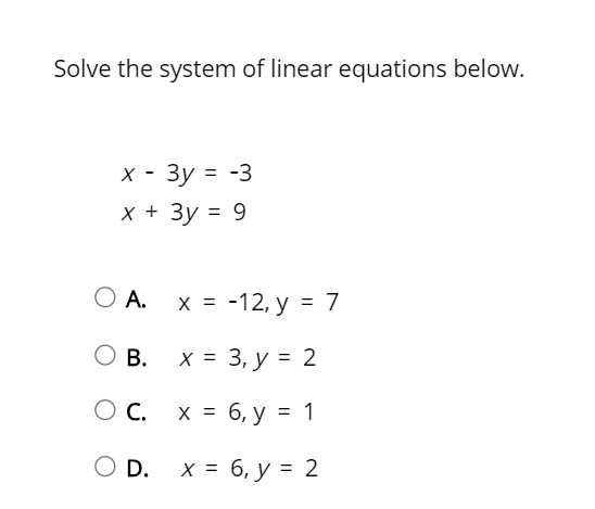 Solved Solve the system of linear equations below. x - 3y = | Chegg.com