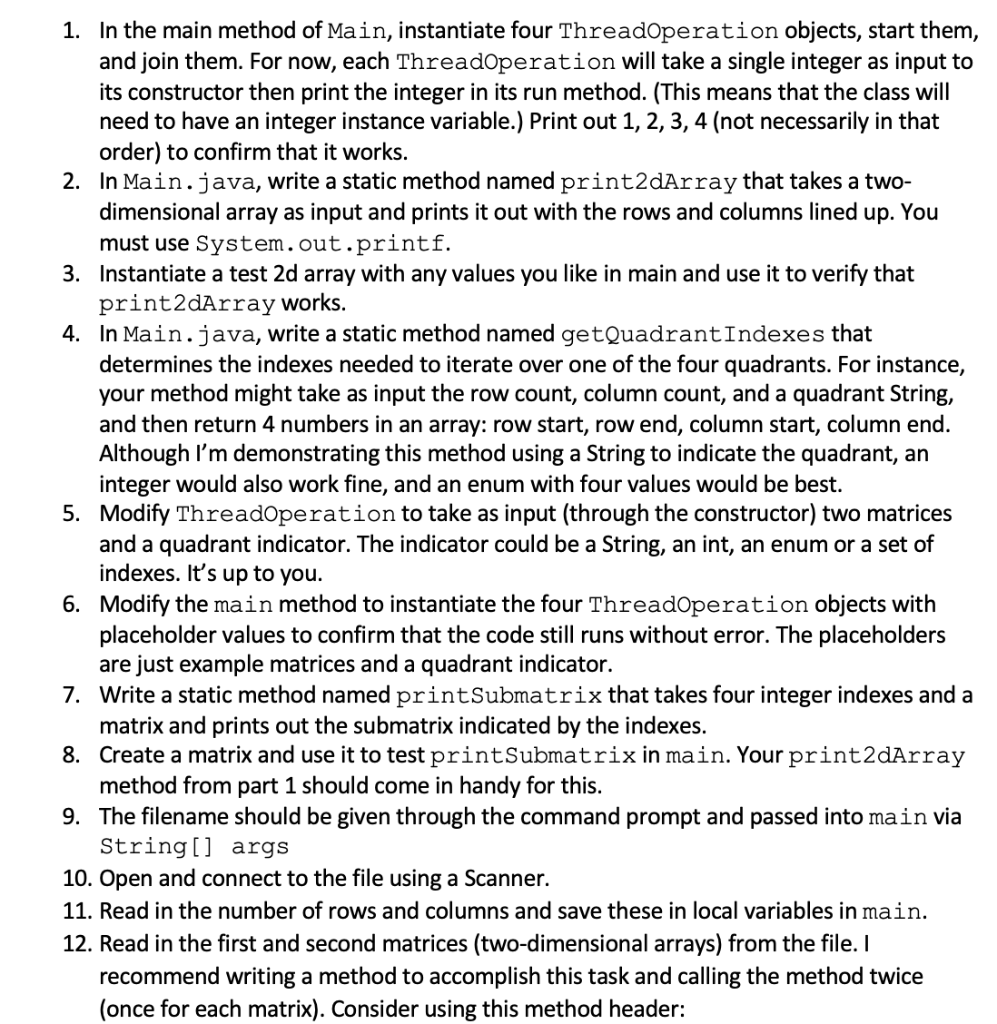 Solved 1. In the main method of Main, instantiate four | Chegg.com