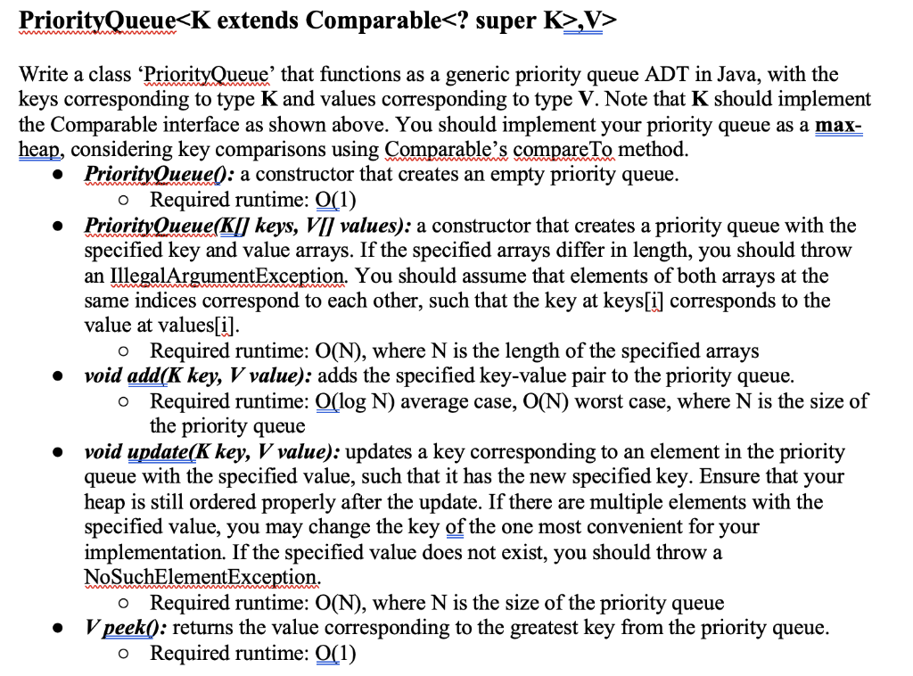 Solved Priorityqueue Vrite A Class Priorityqueue That