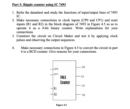 Solved Part 3: Ripple counter using IC 7493 1. Refer the | Chegg.com