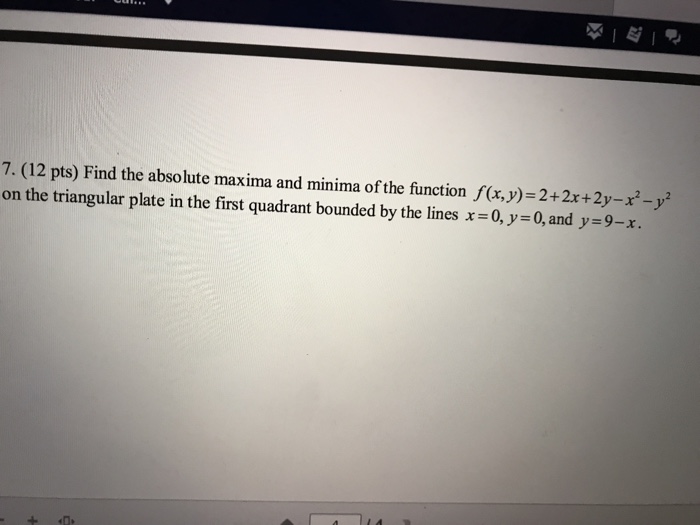 Solved Find the absolute maxima and minima of the function | Chegg.com