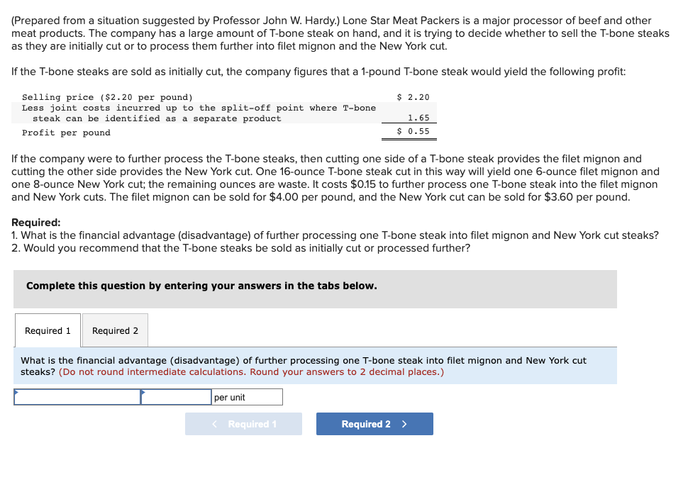 Solved (Prepared from a situation suggested by Professor | Chegg.com