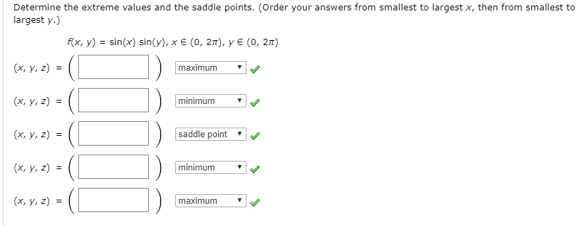 Solved Determine the extreme values and the saddle points. | Chegg.com