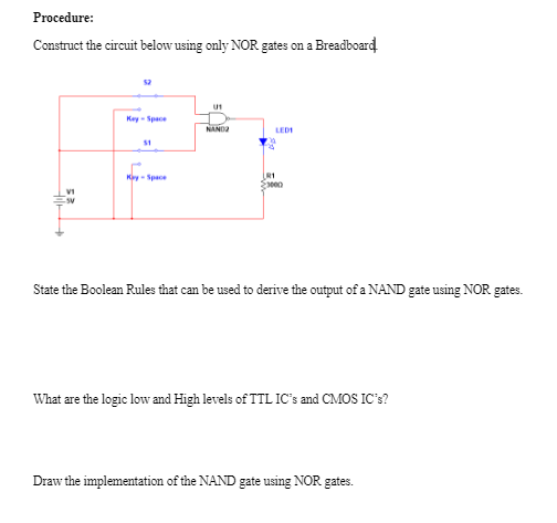 Solved Procedure: Construct the circuit below using only NOR | Chegg.com