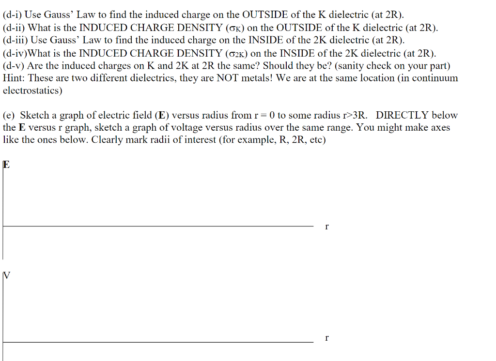 Solved (d-i) Use Gauss' Law to find the induced charge on | Chegg.com