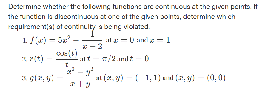 Solved Determine whether the following functions are | Chegg.com