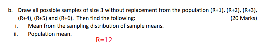 Solved b. Draw all possible samples of size 3 without | Chegg.com