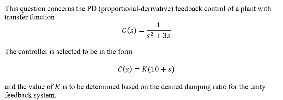 Solved This question concerns the PD | Chegg.com