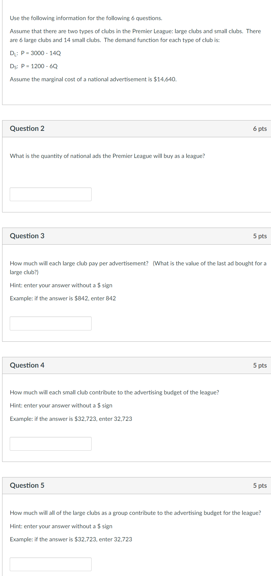 Solved Use the following information for the following 6 | Chegg.com