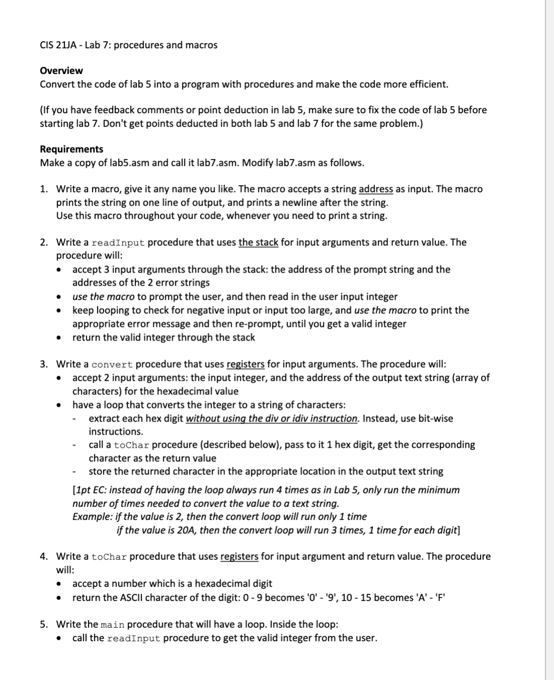 Solved 2. Write a readinput procedure that uses the stack | Chegg.com