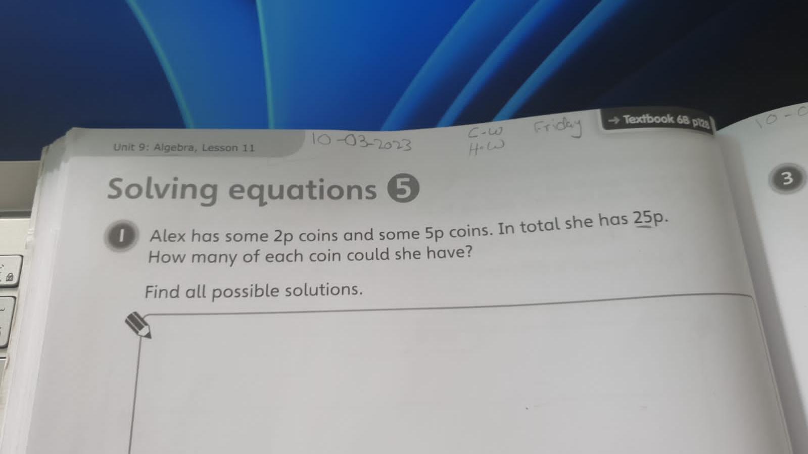 Solved Alex has some 2p coins and some 5p coins. In total | Chegg.com