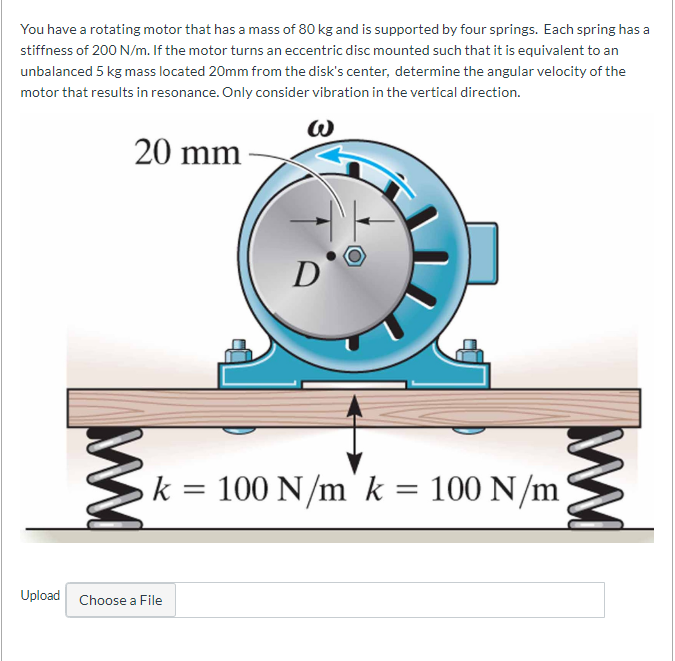 Solved You have a rotating motor that has a mass of 80 kg | Chegg.com