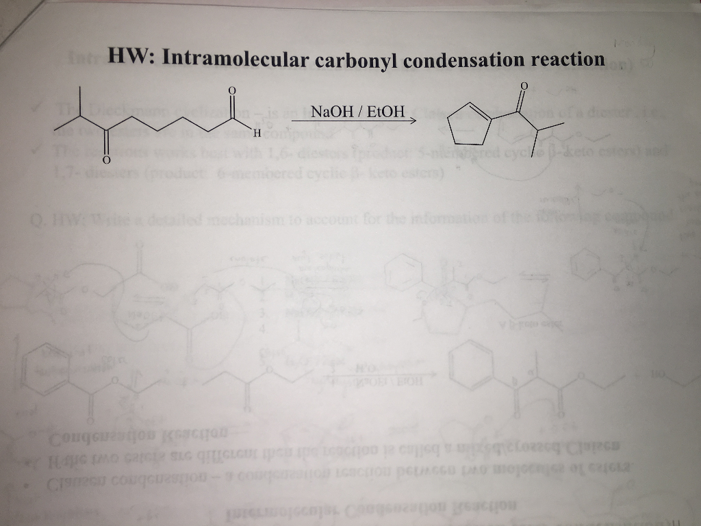Solved HW: Intramolecular carbonyl condensation reaction | Chegg.com
