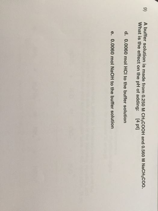 Solved A buffer solution is made from 0.250 M CH3COOH and | Chegg.com