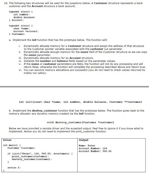 Solved The following two structures will be used for the | Chegg.com