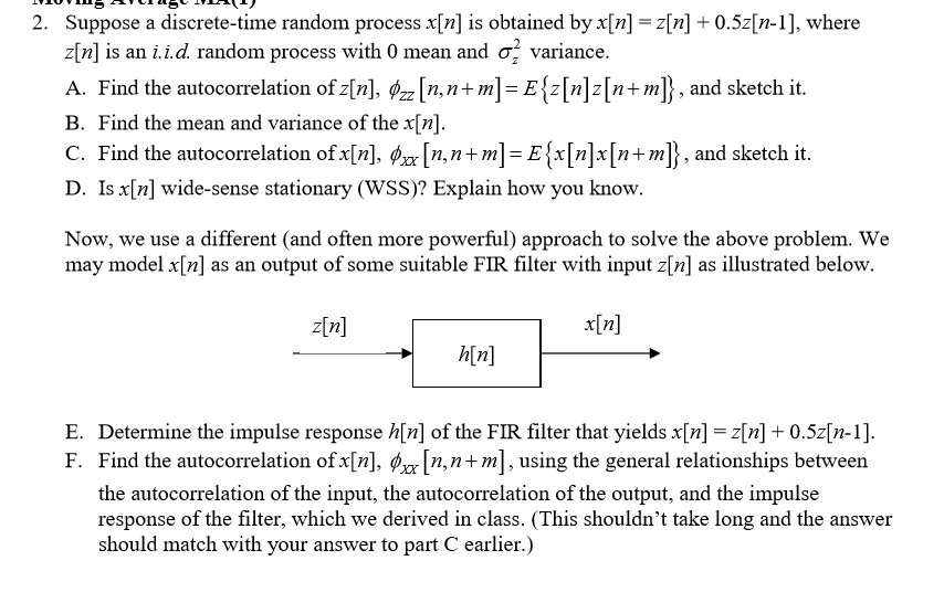 2. Suppose a discrete-time random process x[n] is | Chegg.com
