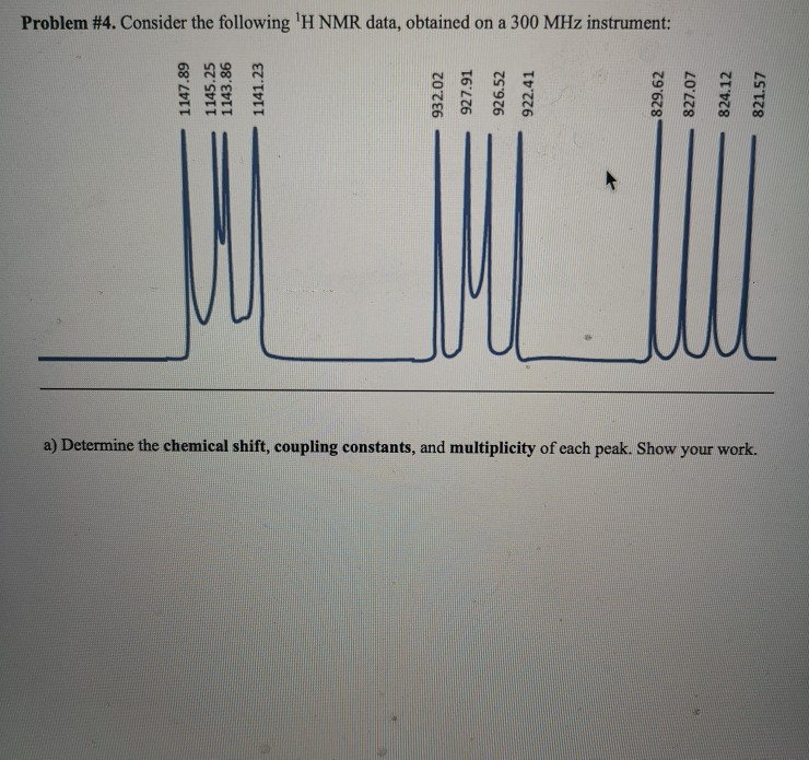 Solved Problem #4. Consider the following 'H NMR data, | Chegg.com