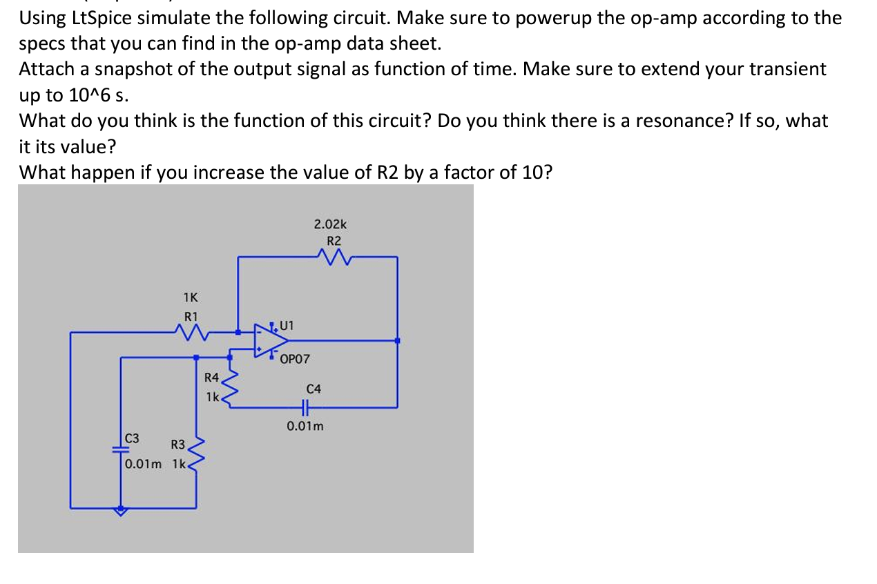 Solved Using Ltspice Simulate The Following Circuit Make 8592