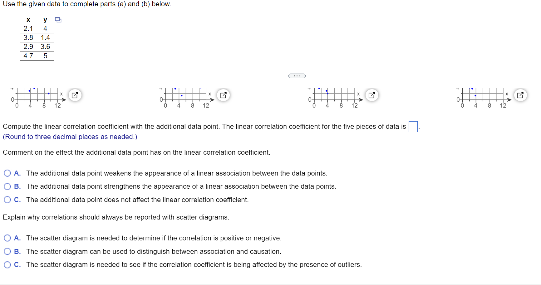Solved Use the given data to complete parts (a) and (b) | Chegg.com