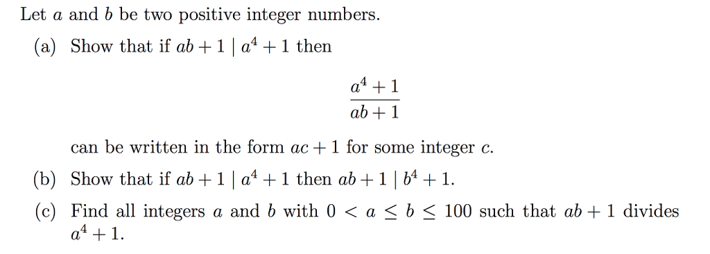 Solved Let a and b be two positive integer numbers. (a) Show | Chegg.com