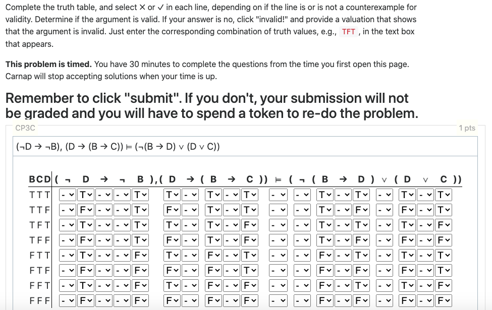 Solved Complete the truth table, and select X or v in each | Chegg.com