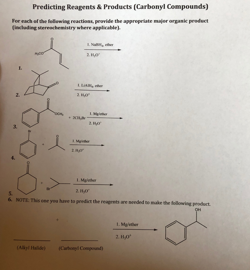 Solved Predicting Reagents & Products (Carbonyl Compounds) | Chegg.com