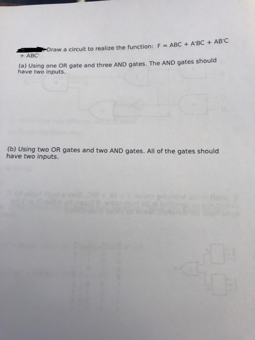 Solved Draw a circuit to realize the function: F ABCA'BC + | Chegg.com
