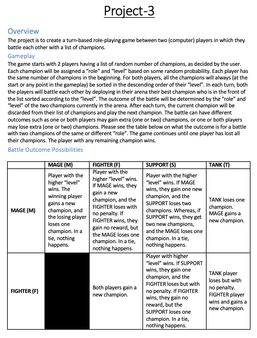 Solved Project-3 Overview The project is to create a | Chegg.com