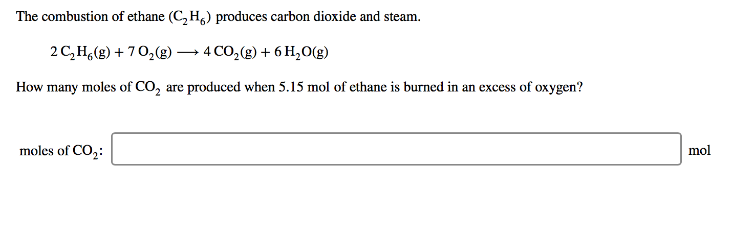 Solved The combustion of ethane (C2H6) produces carbon | Chegg.com