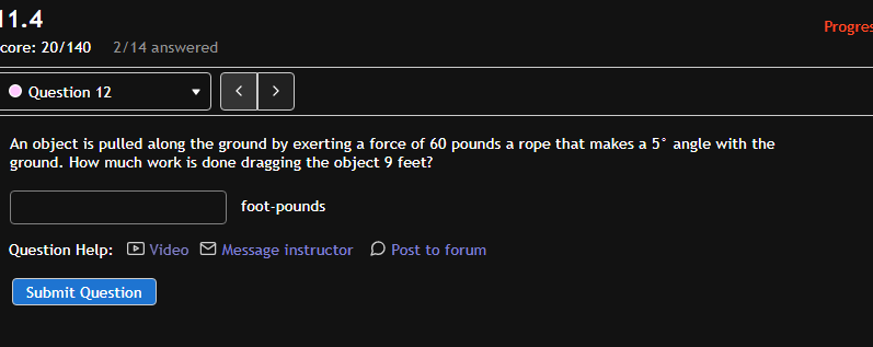 Solved 11.4 -core: 20/140 Progres 2/14 answered Question 12 | Chegg.com