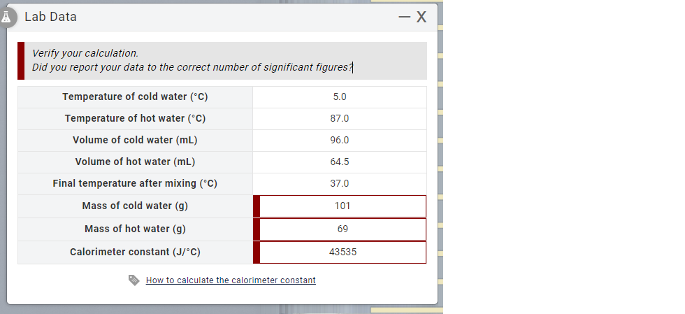 Solved A Lab Data - X Verify your calculation Did you report | Chegg.com