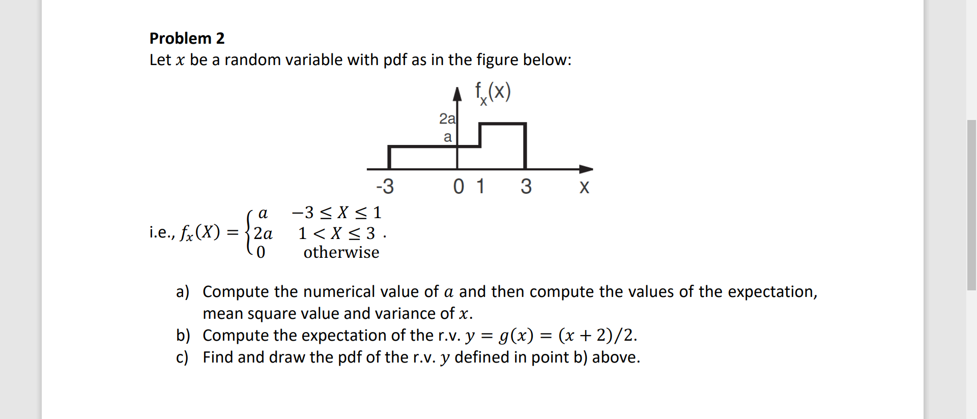 Solved Problem 2 Let X Be A Random Variable With Pdf As In 0026