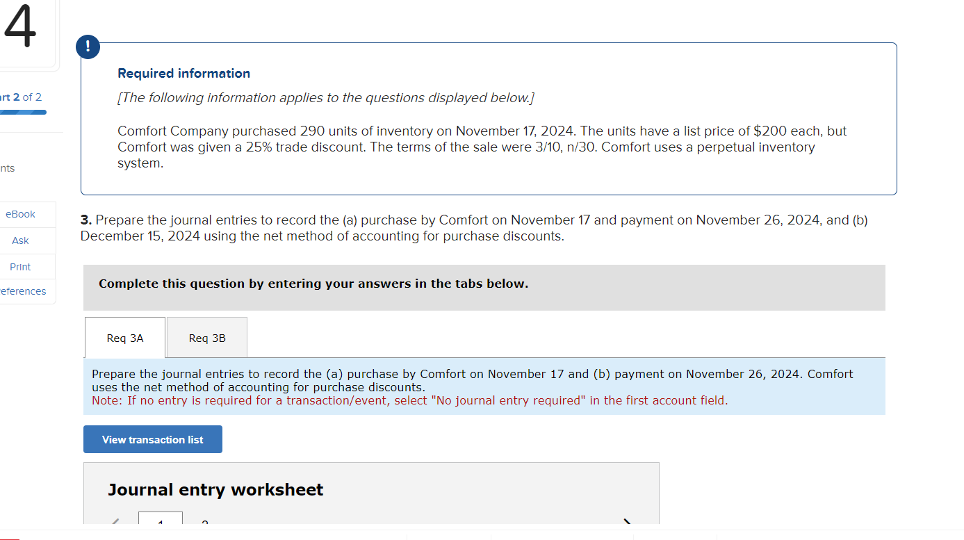 Solved REQUIRED 3A TAB: Journal entry worksheet 1. Record | Chegg.com