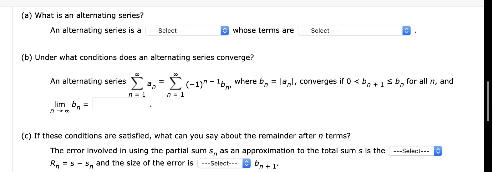 Solved (a) What is an alternating series? An alternating | Chegg.com