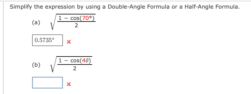 Solved Simplify the expression by using a Double-Angle | Chegg.com