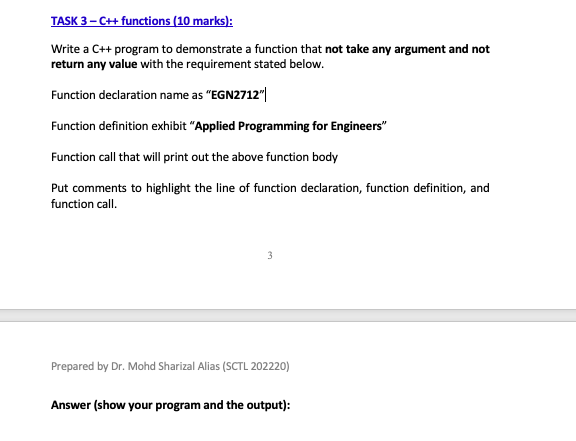 Solved TASK 3−C++ functions ( 10 marks): Write a C++ program | Chegg.com Solved TASK 3−C++ functions ( 10 marks): Write a C++ program | Chegg.com